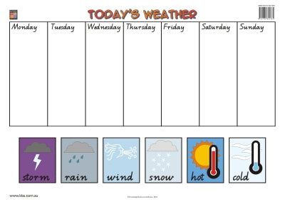 Weather and Days of the Week Wallchart (Prep) 9781741621365 – Knowledge ...